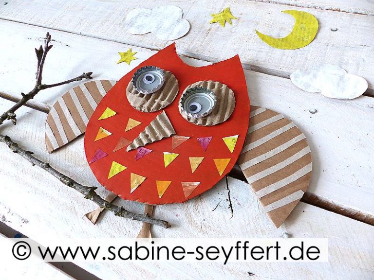 DIY Bastelidee für Kinder: Herbstliche Eule aus Pappe basteln ...