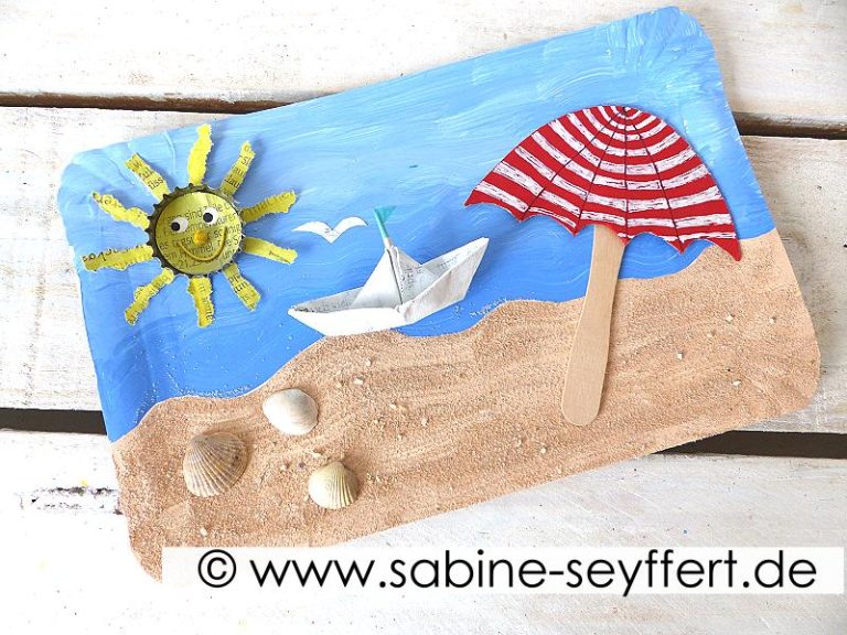 Bastelidee für den Sommer: Ein Tag am Strand – Upcycling Collage – DIY ...